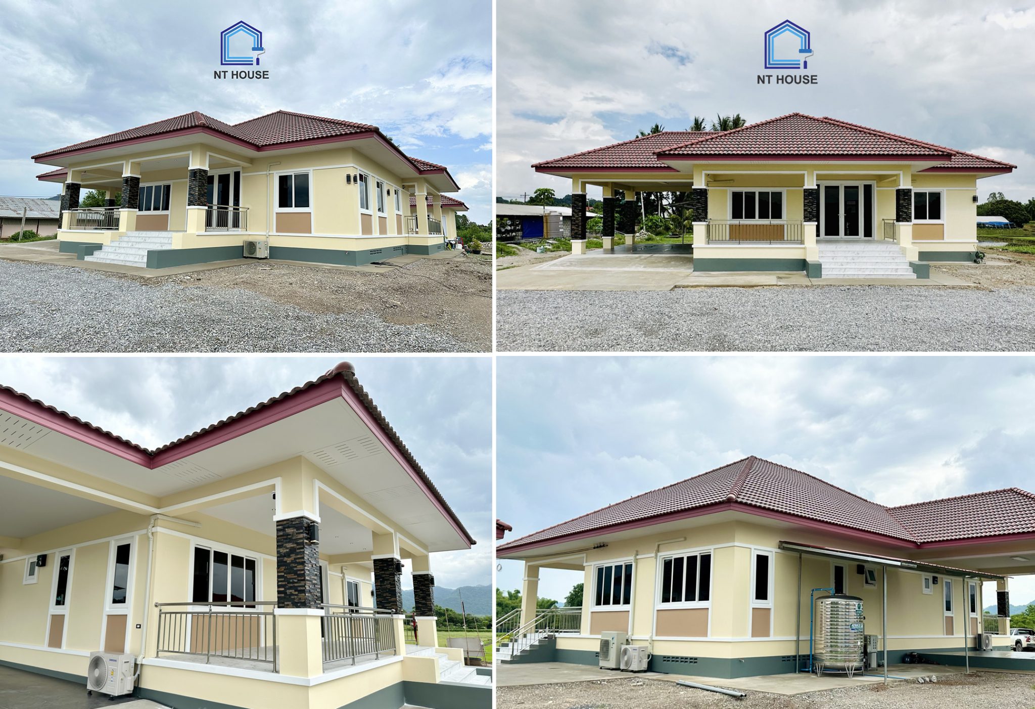 บ้านชั้นเดียวแนวร่วมสมัย แบบบ้านหน้ากว้าง ดูโปร่งโล่งสบาย - SARAKASET.COM